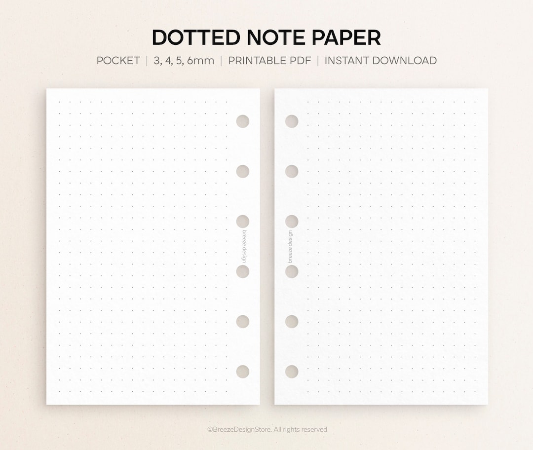 Dotted Note Paper Printable | Pocket Dotted Paper, Dotted Notes ...