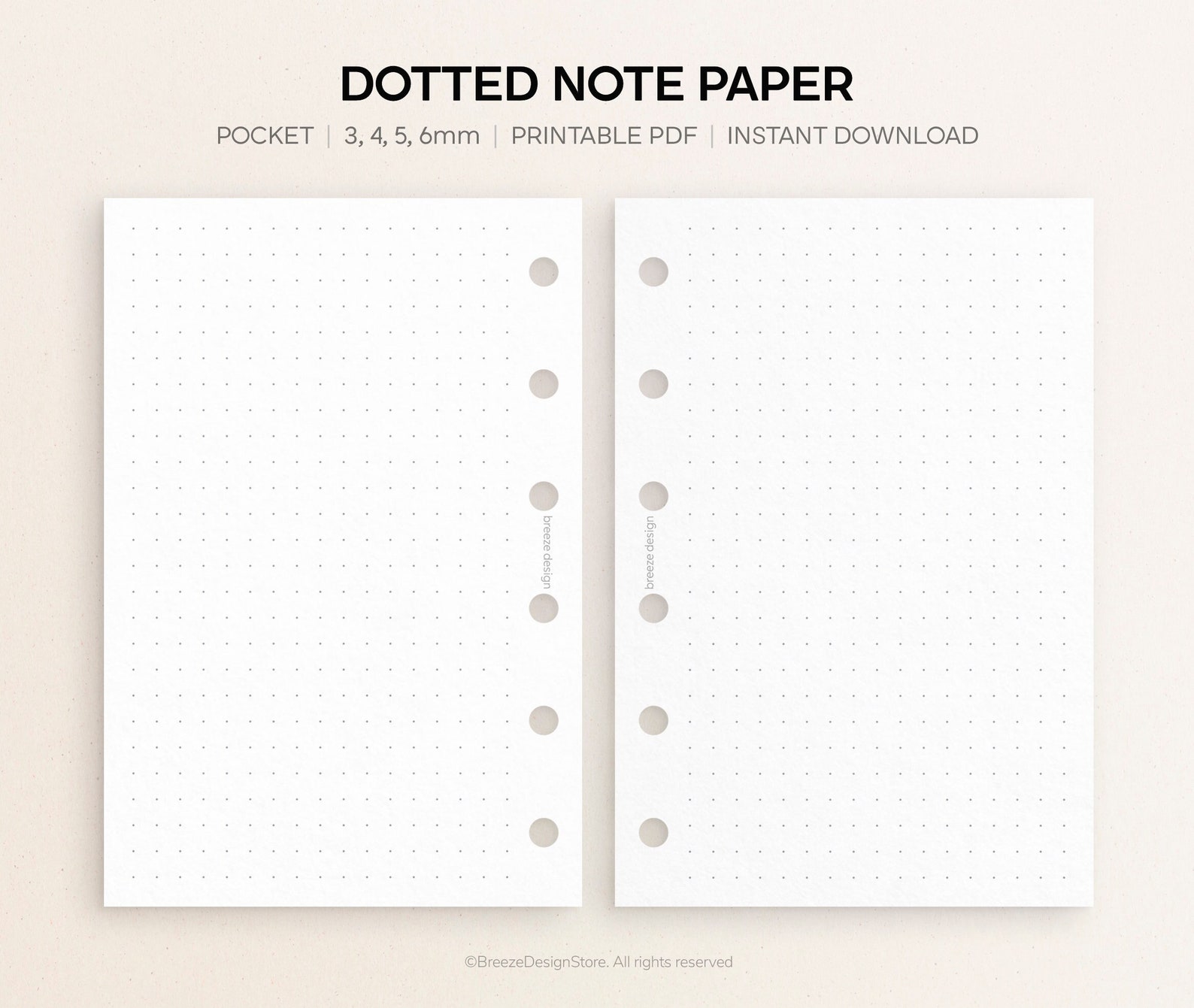 Dotted Note Paper Printable | Pocket Dotted Paper, Dotted Notes ...