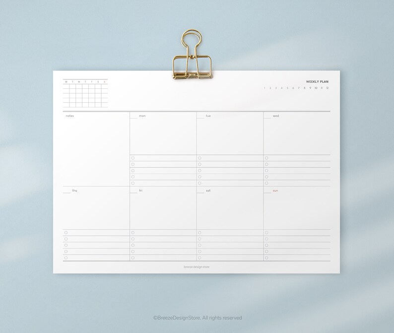 Undated Weekly Planner Printable A4 & Letter Weekly - Etsy