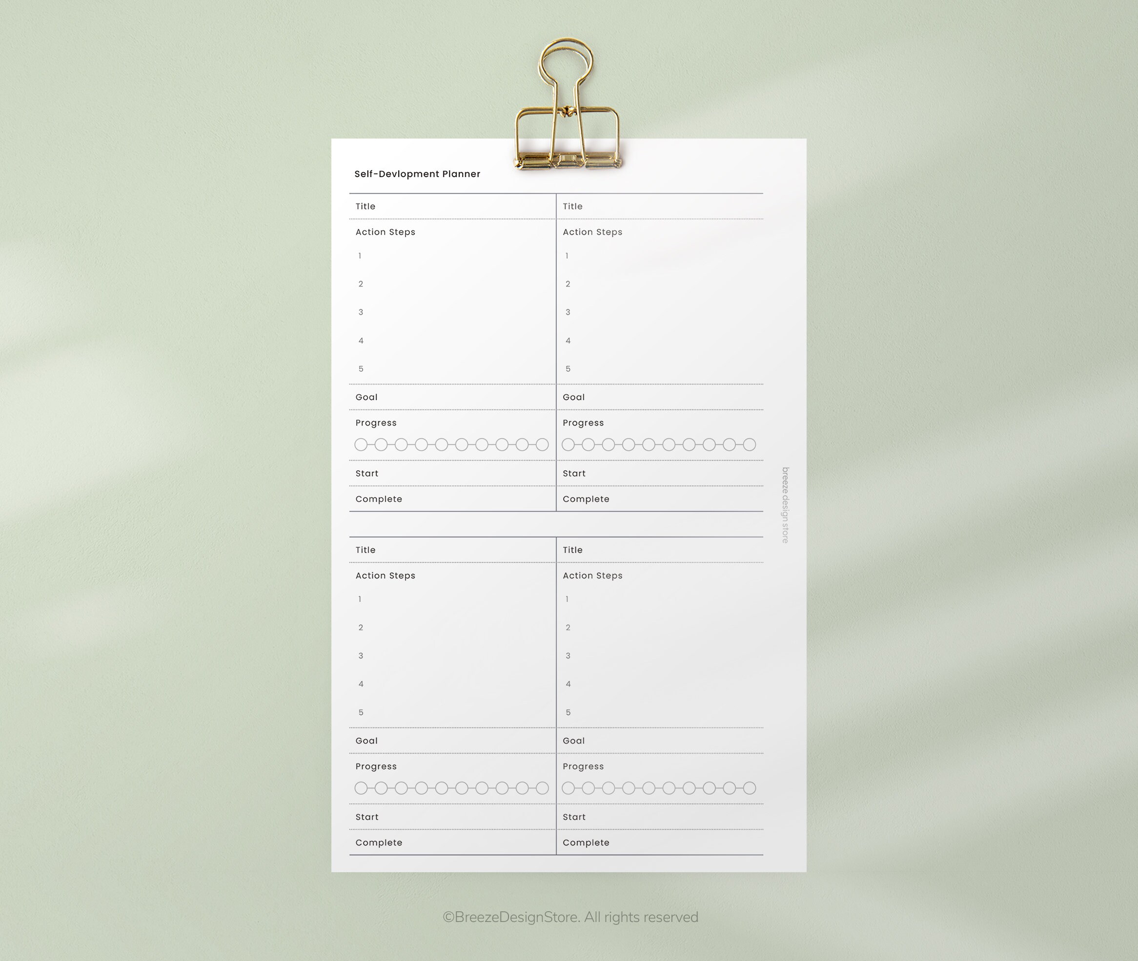 Self-development Planner Printable Half Letter Self-development Planner ...