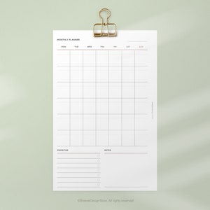 Undated Monthly Planner Printable Half Letter Monthly Printable, Month ...