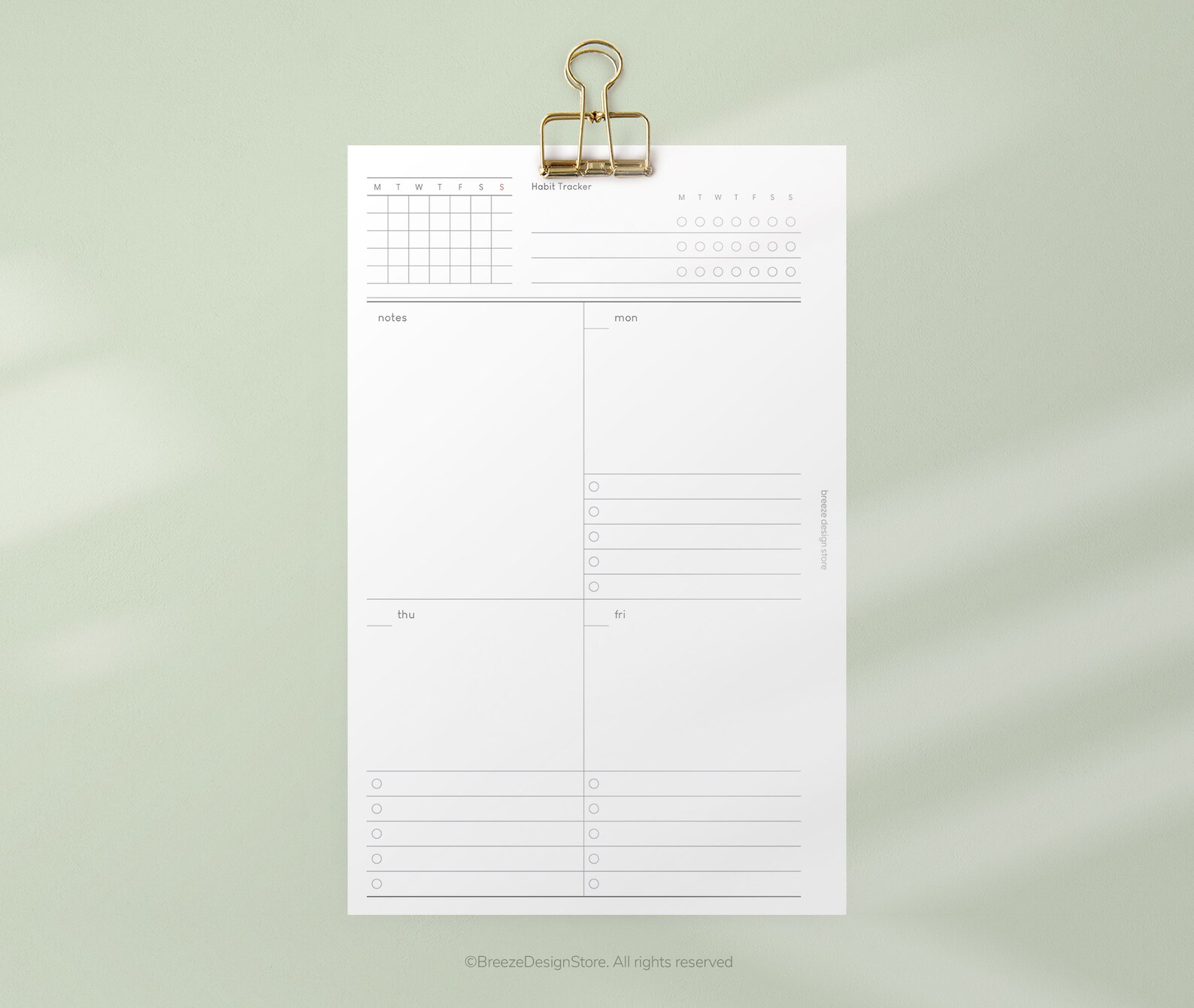 Undated Weekly Planner Printable Half Letter Weekly Printable, Week on ...