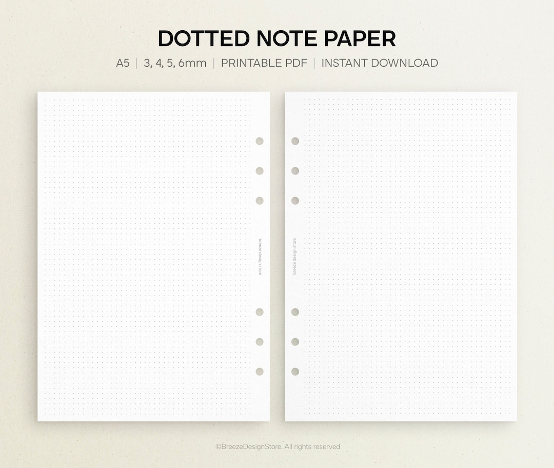 Dotted Note Paper Printable | A5 Dotted Paper, Dotted Notes, Writing ...