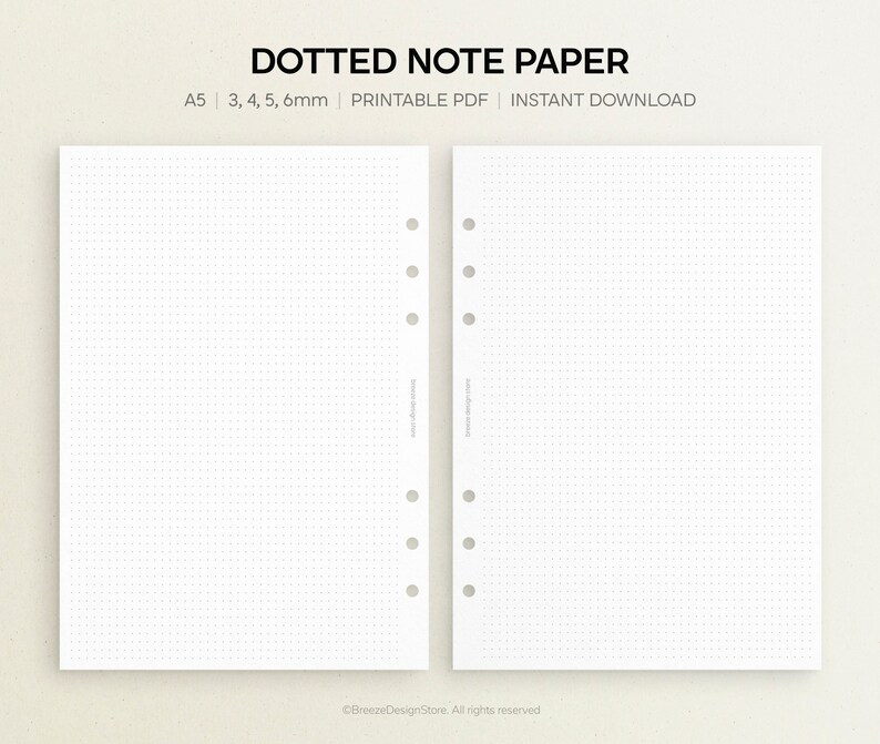 Dotted Note Paper Printable | A5 Dotted Paper, Dotted Notes, Writing ...