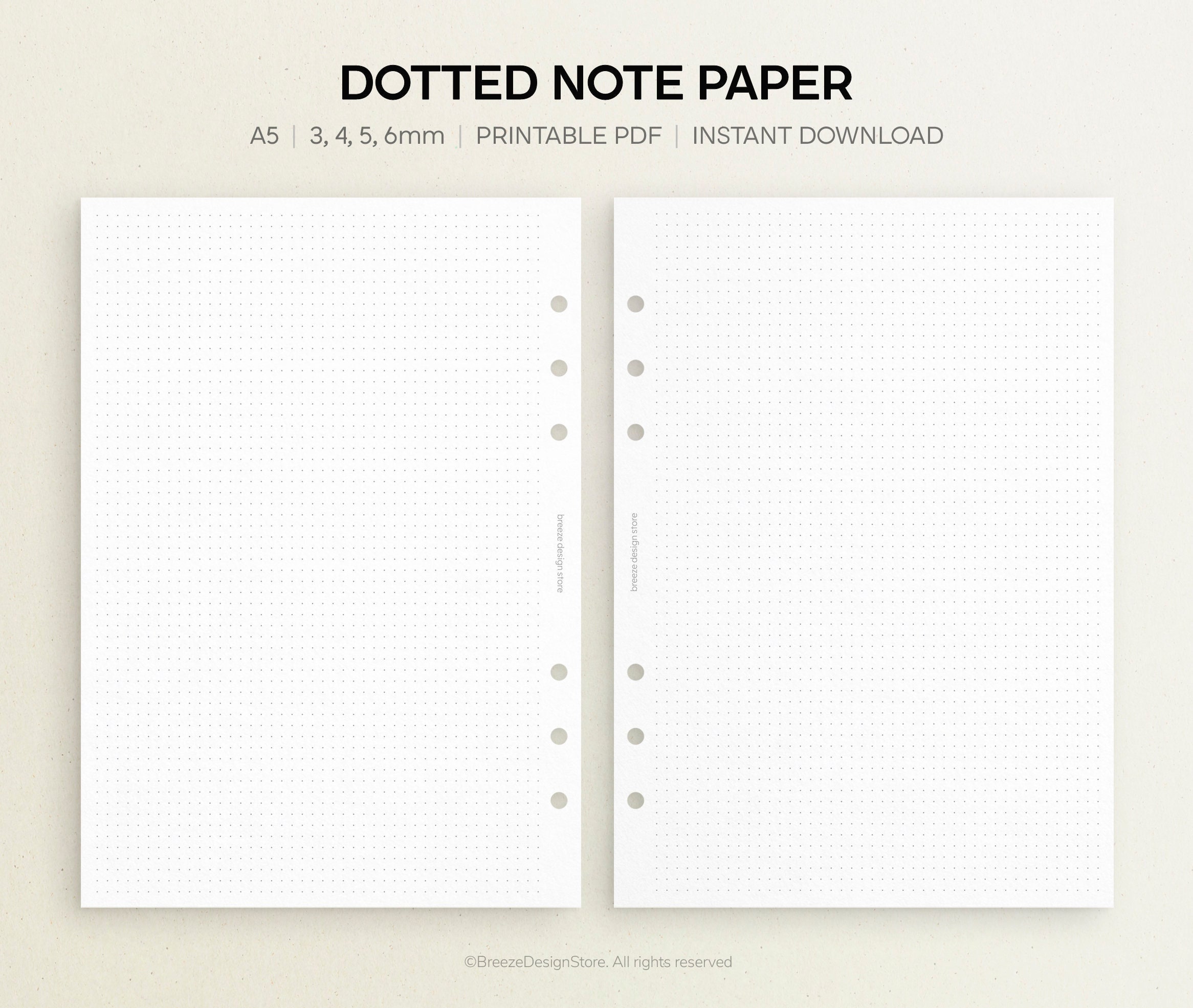 Dotted Note Paper Printable A5 Dotted Paper, Dotted Notes, Writing ...