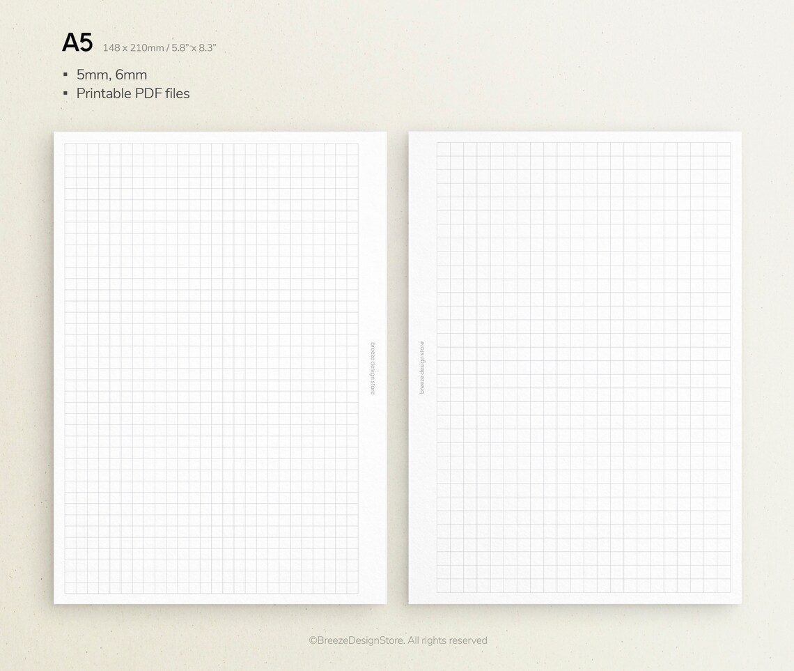 Grid Note Paper Printable | A5 Grid Paper, Grid Notes, Writing Paper ...