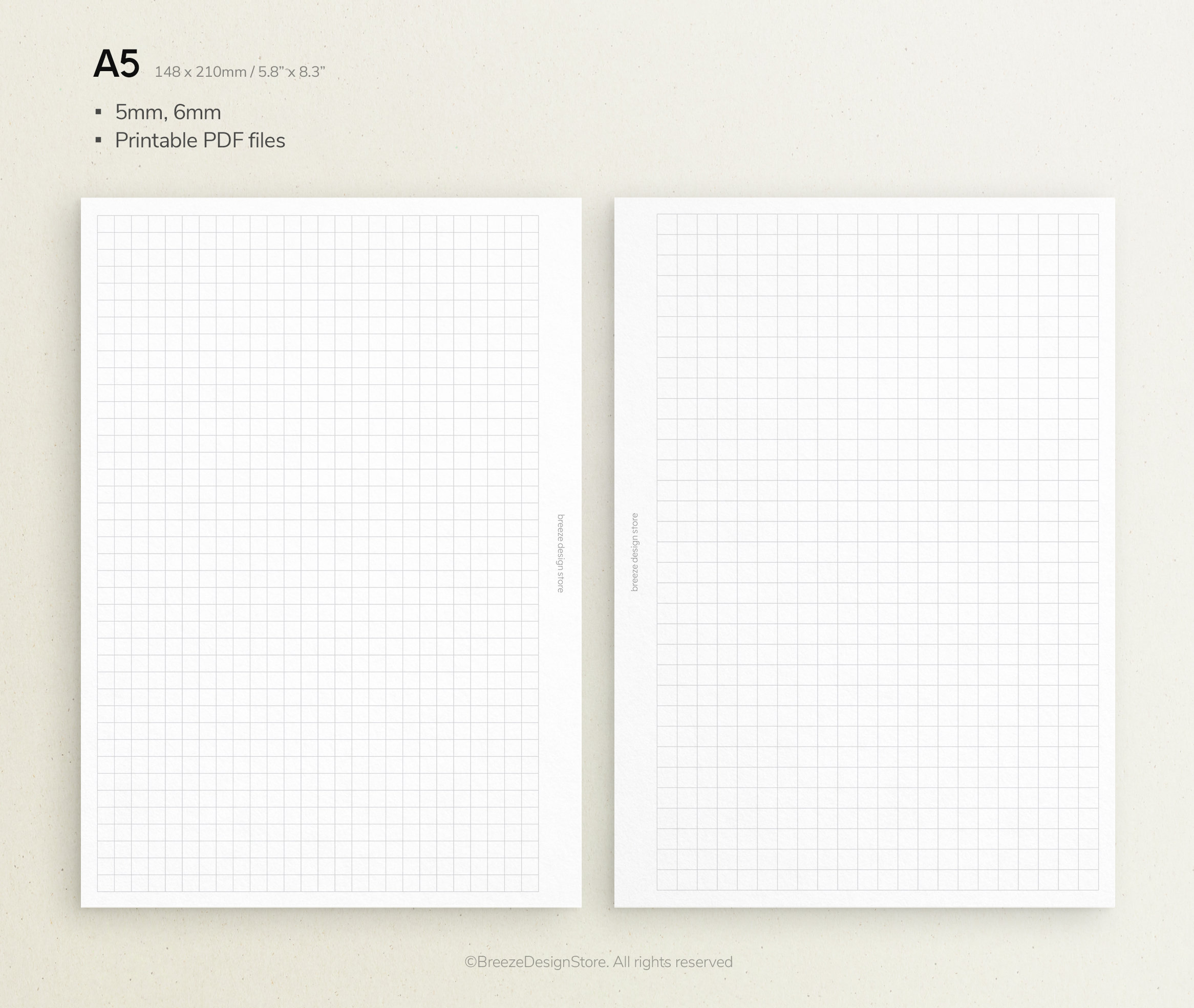 Grid Note Paper Printable | A5 Grid Paper, Grid Notes, Writing Paper ...