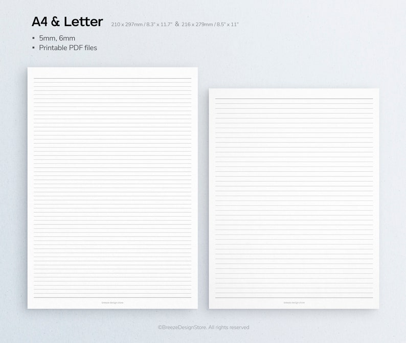 Lined Note Paper Printable | A4 & Letter Lined Paper, Lined Notes ...