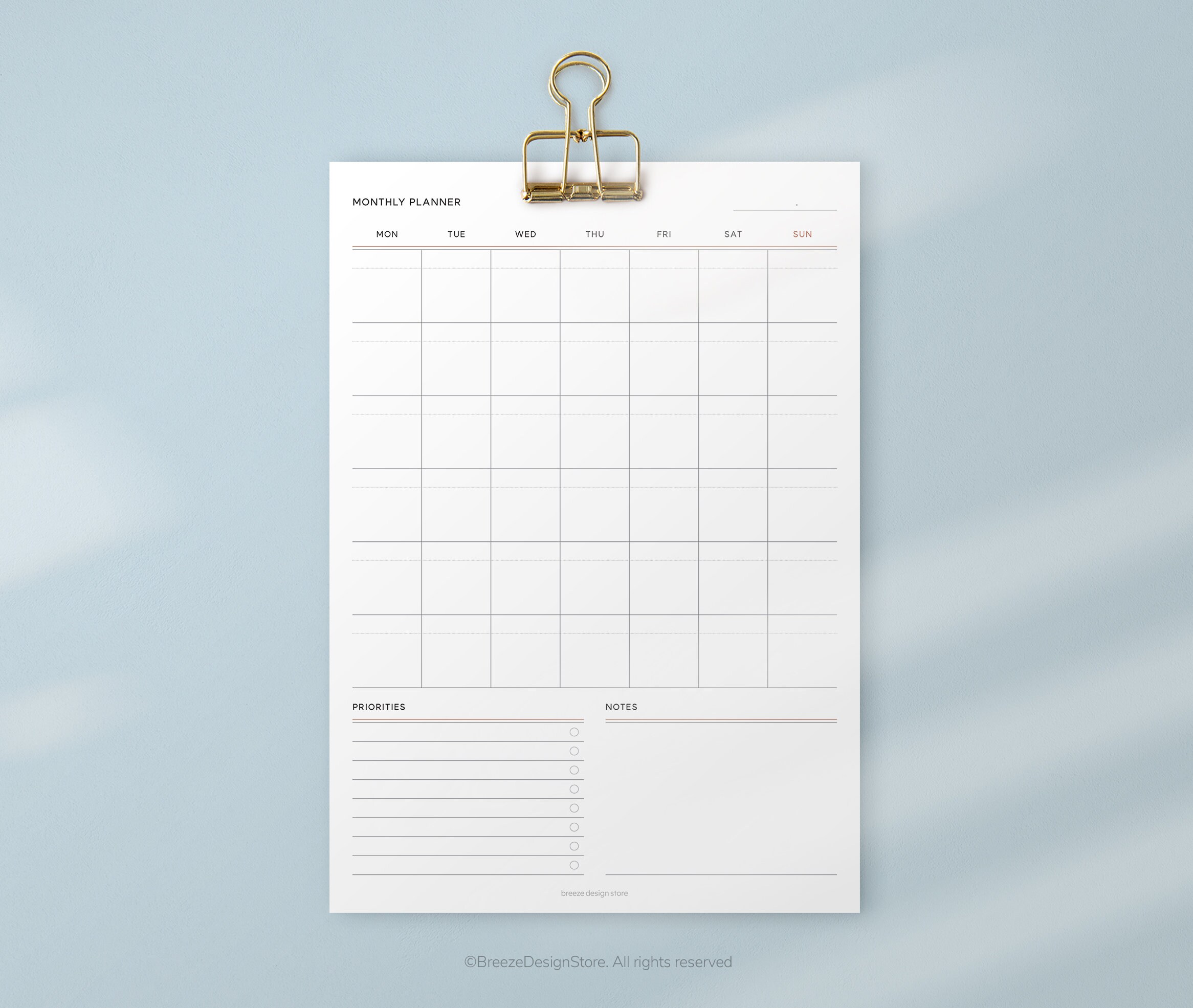 Undated Monthly Planner Printable A4 & Letter Monthly Printable, Month ...