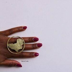 African Map Brass Ring, African Brass Jewelry, Metal Rings, Handmade ...