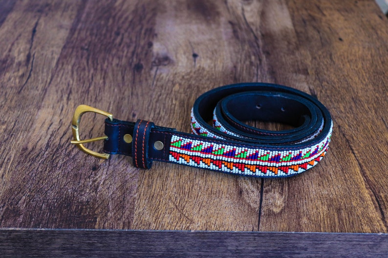 African Beaded Belt Leather Belt Handmade Belt Masai Beaded - Etsy