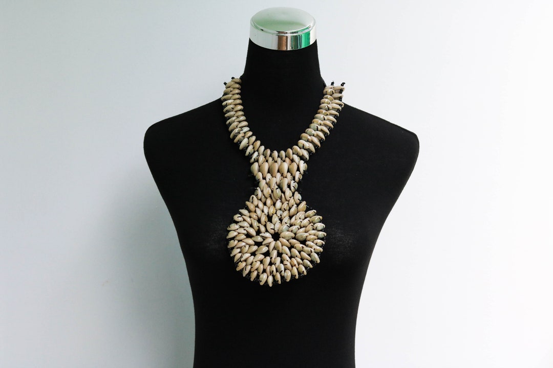 African Cowrie Shell Necklace, Fringe Sea Shell Necklace, African ...