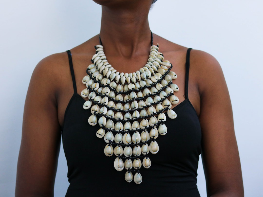 African Cowrie Shell Necklace, Sea Shell Necklace, African Beaded ...
