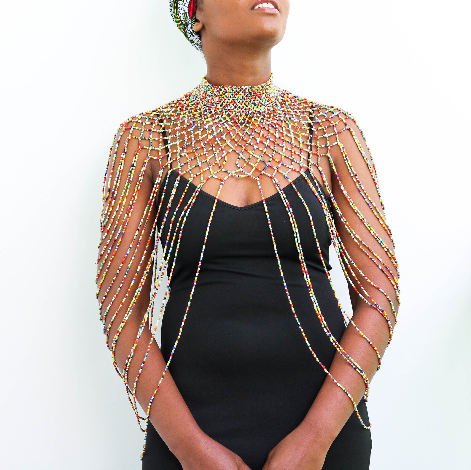African Beaded Shawl Necklaces Beaded Cape Necklaces Beaded - Etsy