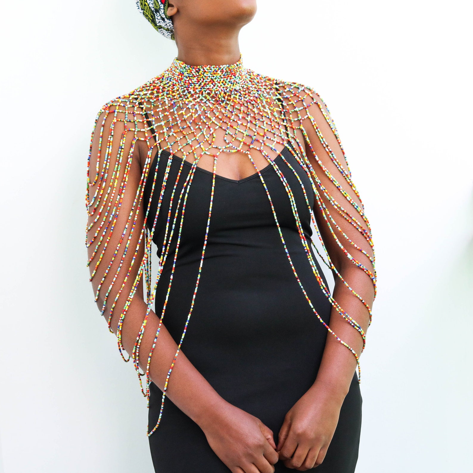 African Beaded Shawl Necklaces Beaded Cape Necklaces Beaded - Etsy