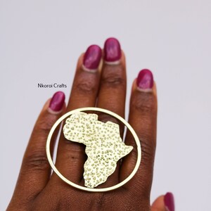 African Map Brass Ring, African Brass Jewelry, Metal Rings, Handmade ...