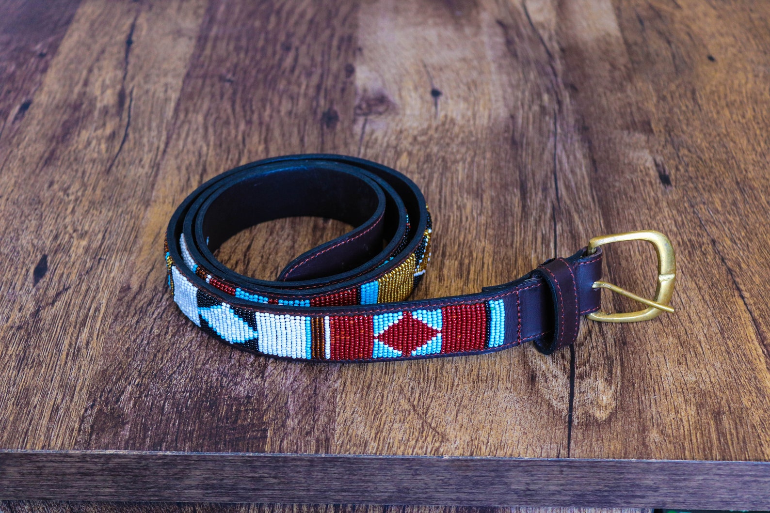 African Beaded Belt Leather Belt Handmade Belt Masai Beaded | Etsy