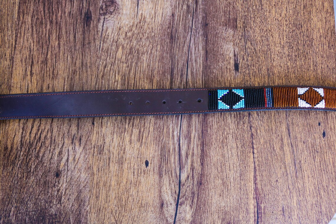 African Beaded Belt Leather Belt Handmade Belt Masai Beaded | Etsy