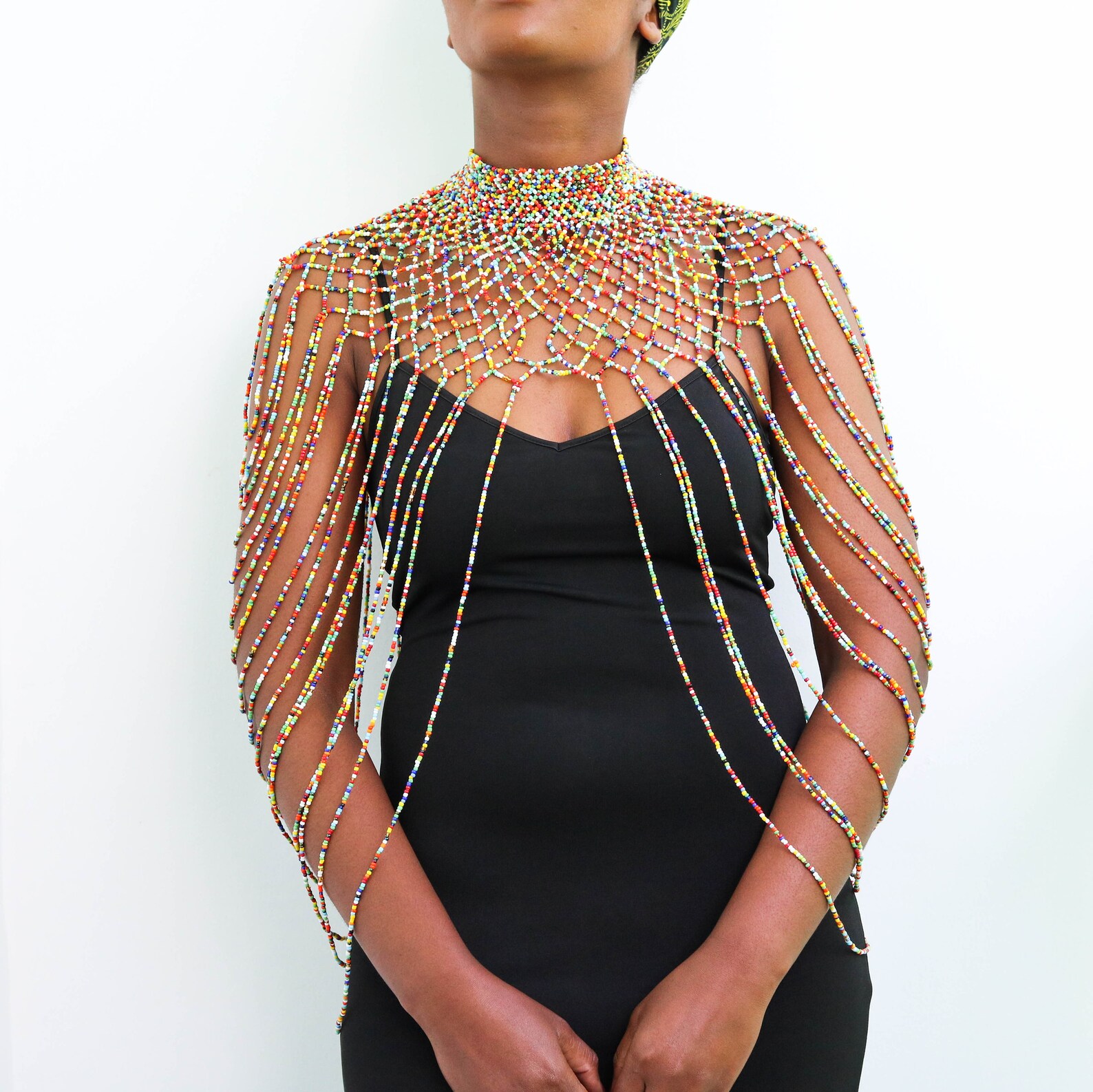 African Beaded Shawl Necklaces Beaded Cape Necklaces Beaded - Etsy