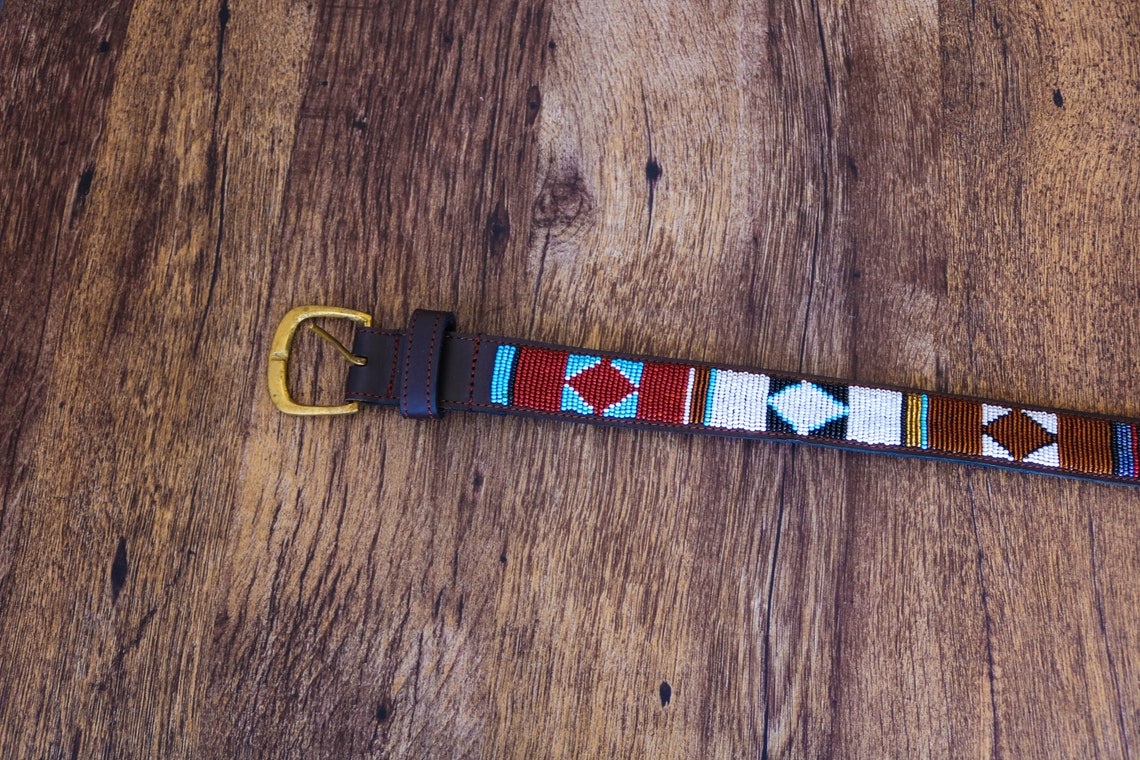 African Beaded Belt Leather Belt Handmade Belt Masai Beaded | Etsy