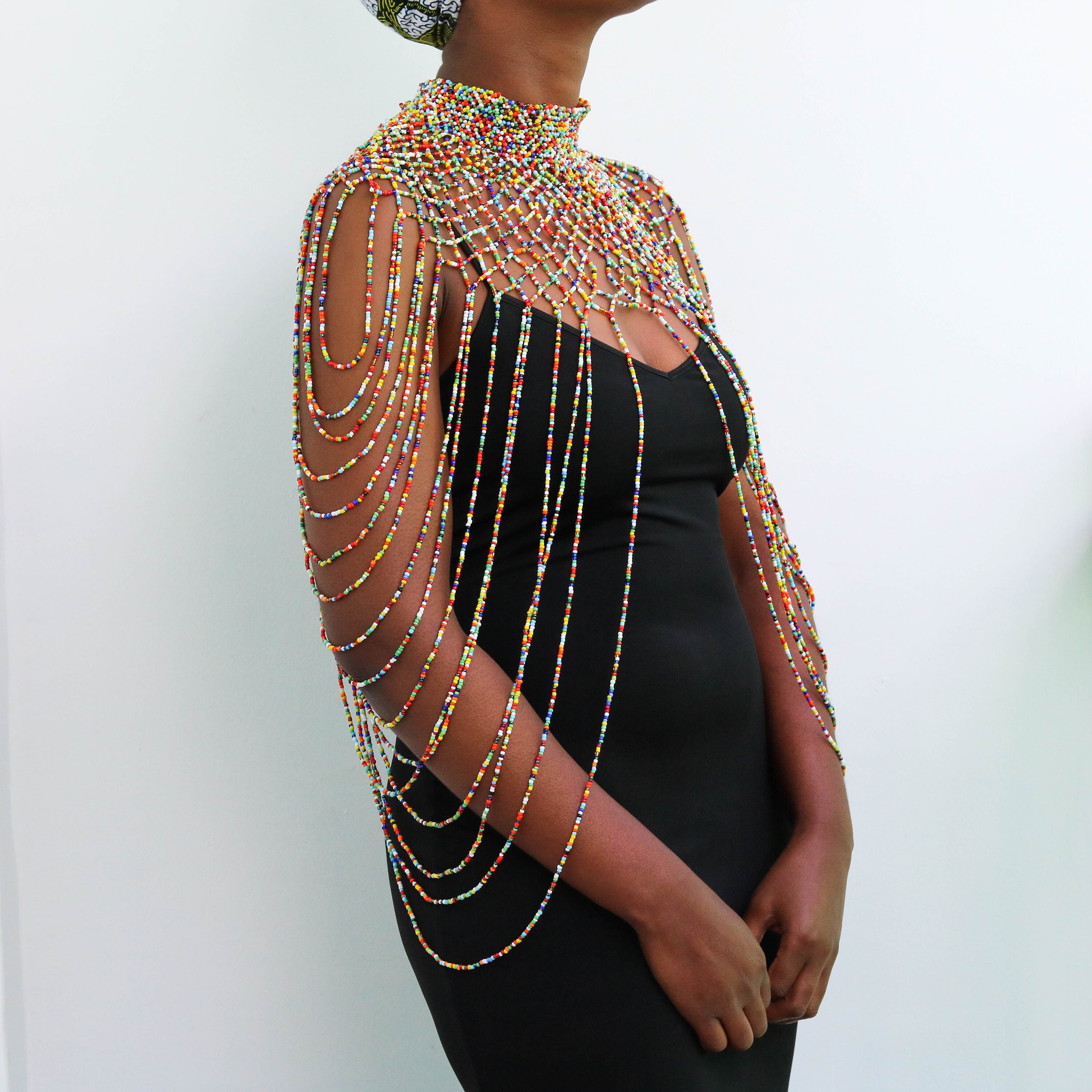 African Beaded Shawl Necklaces Beaded Cape Necklaces Beaded - Etsy