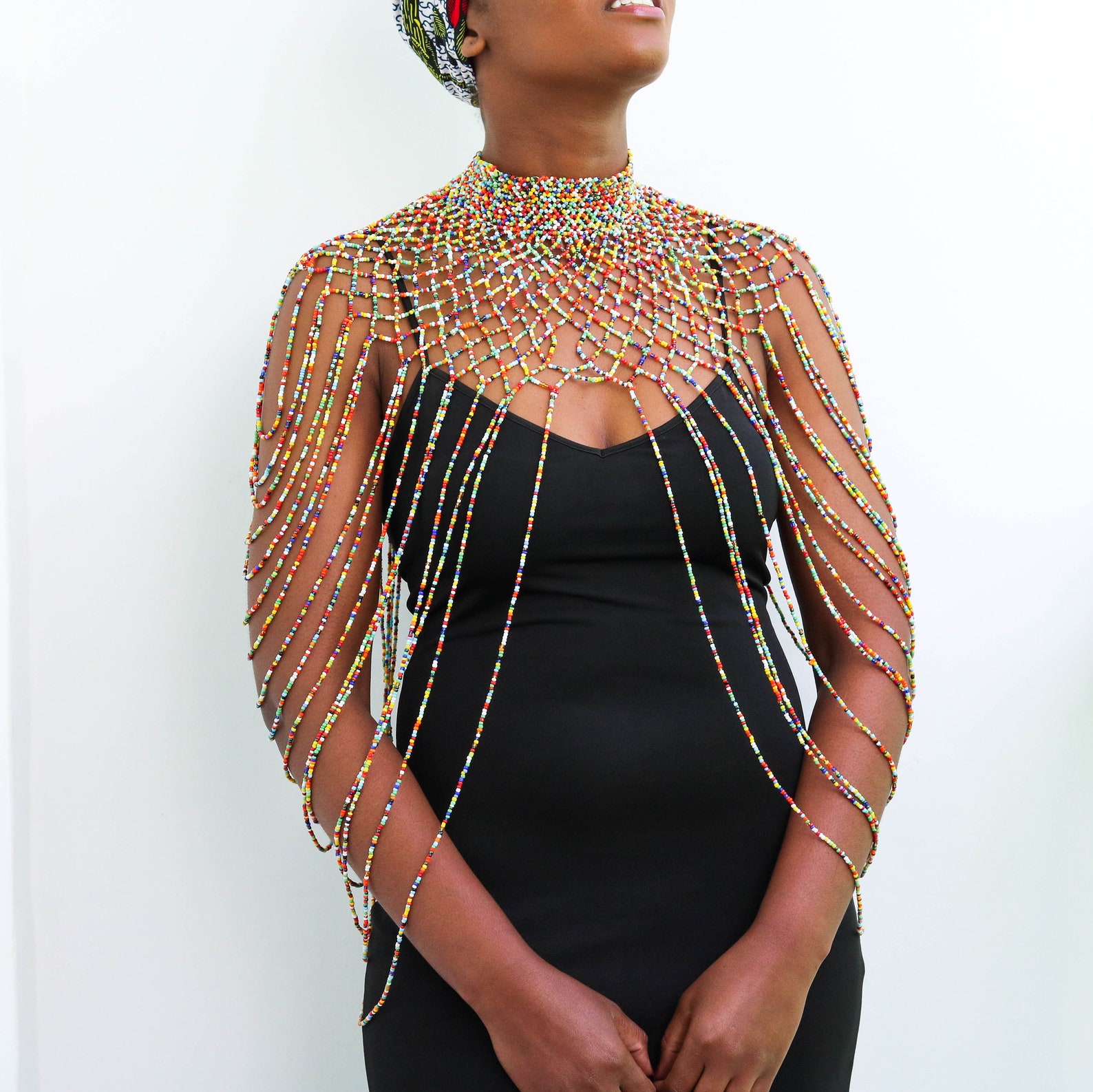 African Beaded Shawl Necklaces Beaded Cape Necklaces Beaded - Etsy