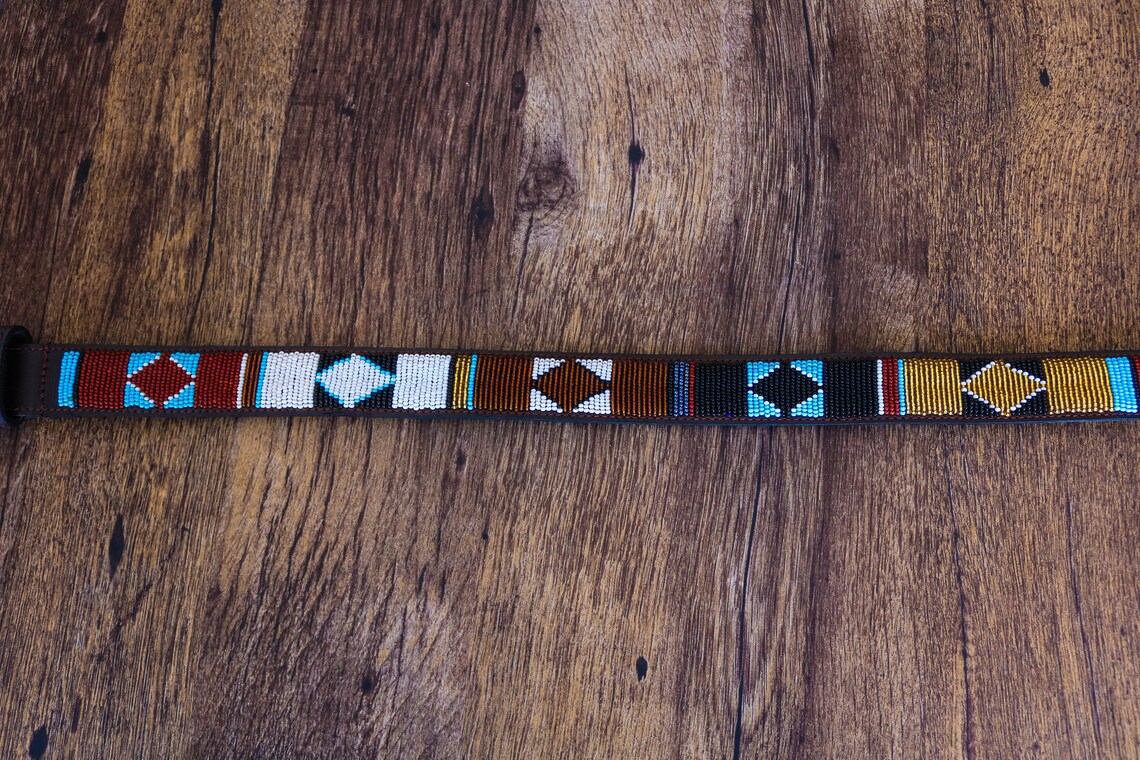 African Beaded Belt Leather Belt Handmade Belt Masai Beaded | Etsy