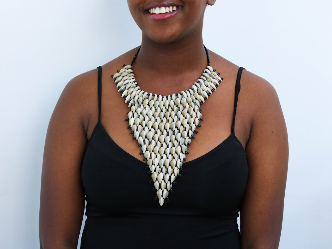 African Cowrie Shell Necklace, Sea Shell Necklace, African Beaded ...