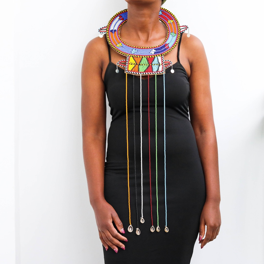 African Maasai Necklace, Beaded Wedding Necklace, African Beaded ...