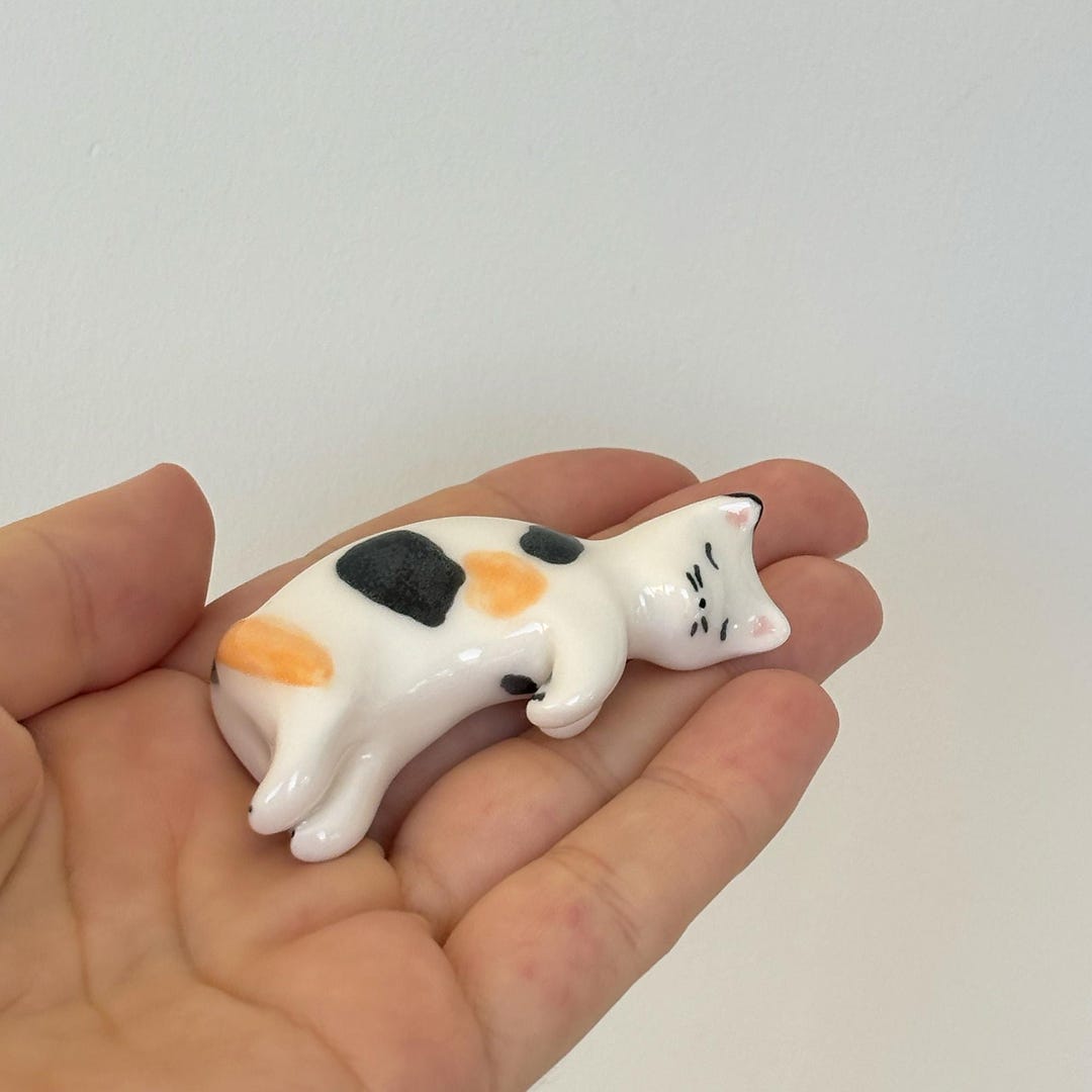 Handmade Ceramic Calico Cat Figurine - Etsy