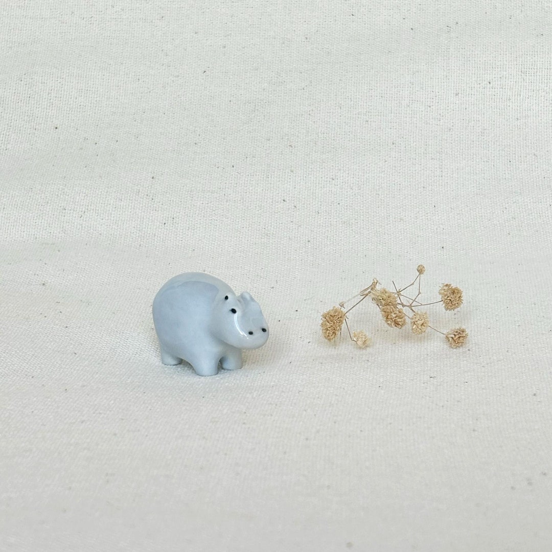 Miniature Ceramic Blue Hippopotamus | Handmade Stoneware Animal ...
