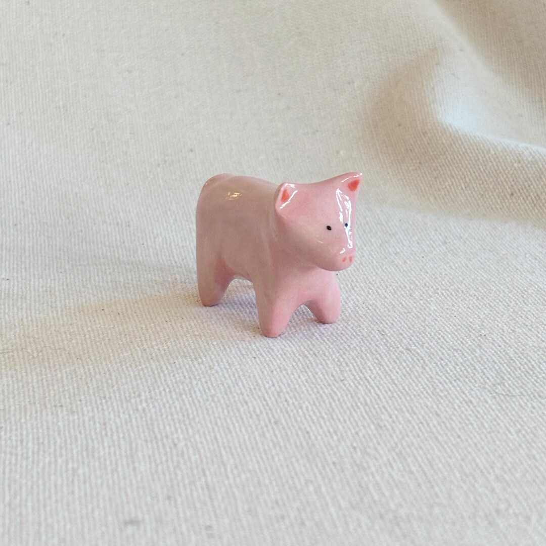 Handmade Ceramic Pig Figurine | Stoneware Animal Decor | Miniature Pig ...