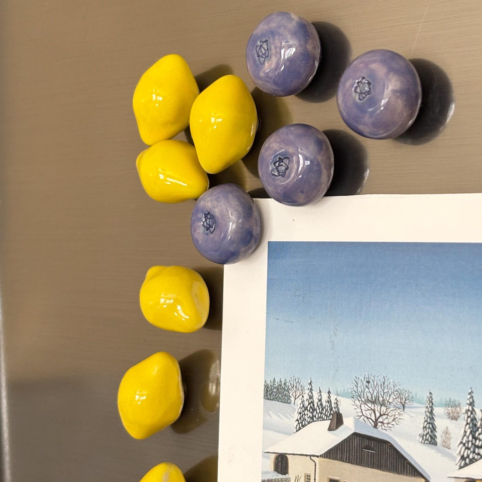 Handmade Ceramic Lemon or Blueberry Fridge Magnet: Stoneware Kitchen ...