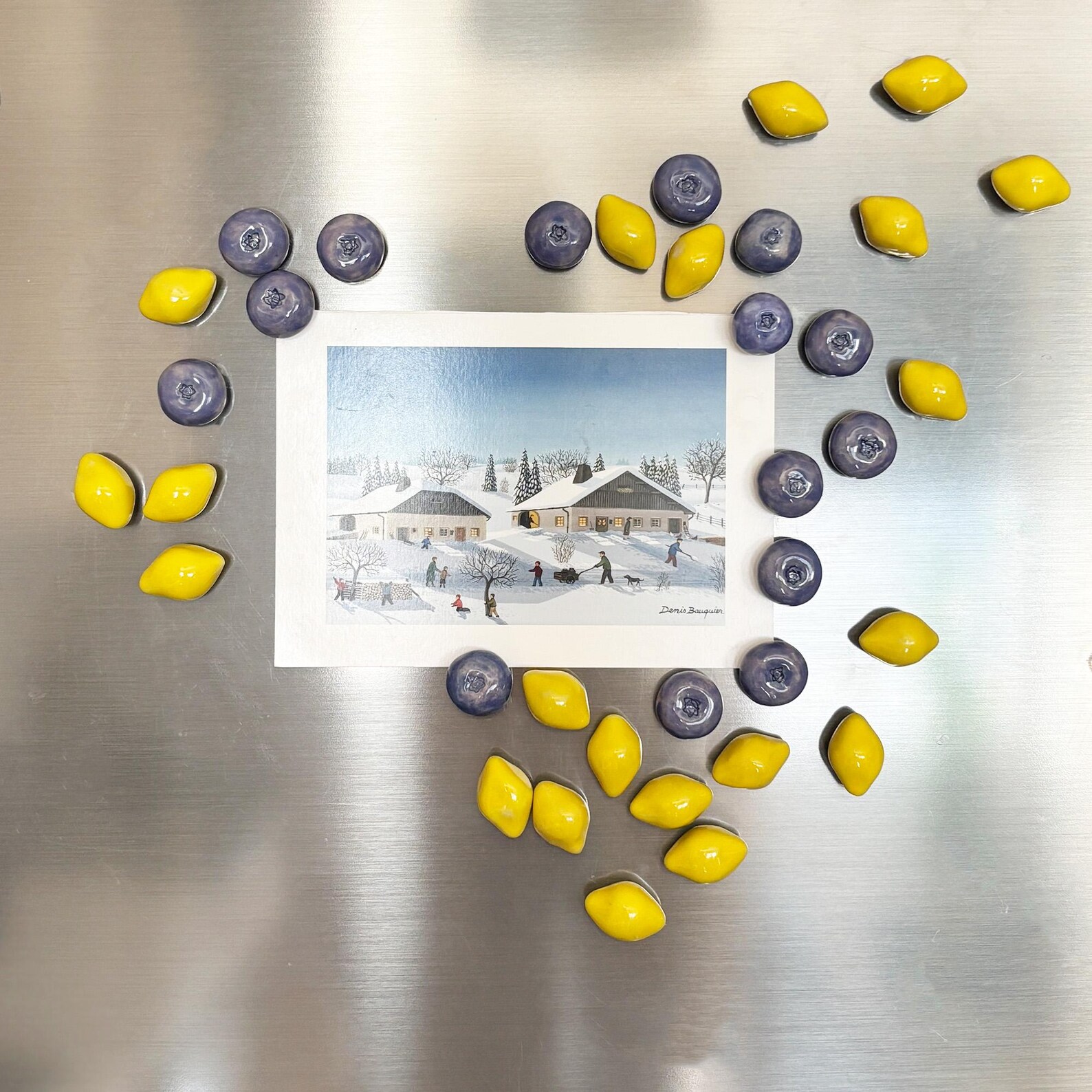Handmade Ceramic Lemon or Blueberry Fridge Magnet: Stoneware Kitchen ...