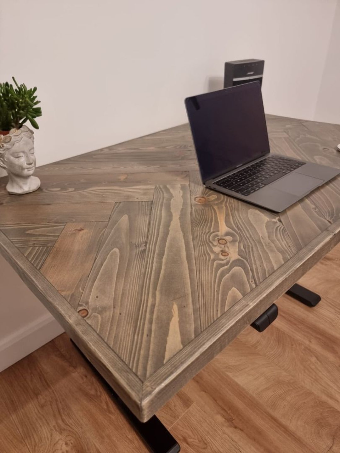 Customizable Herringbone Desk With Adjustable Height - Handcrafted to ...