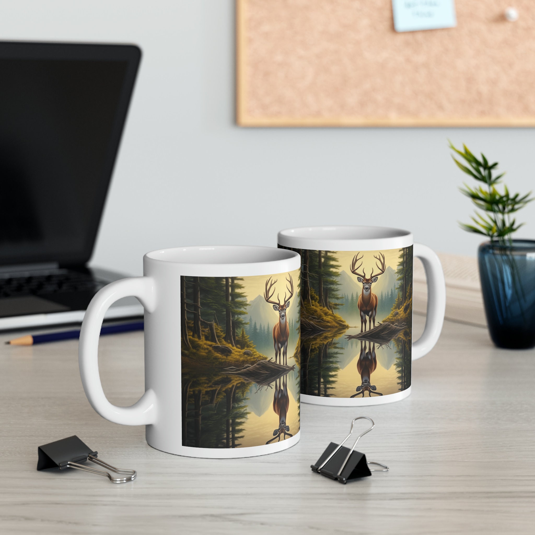 Deer Coffee Cup, Ceramic Mug, 11oz, Hunting Cabin Decor, Outdoor ...