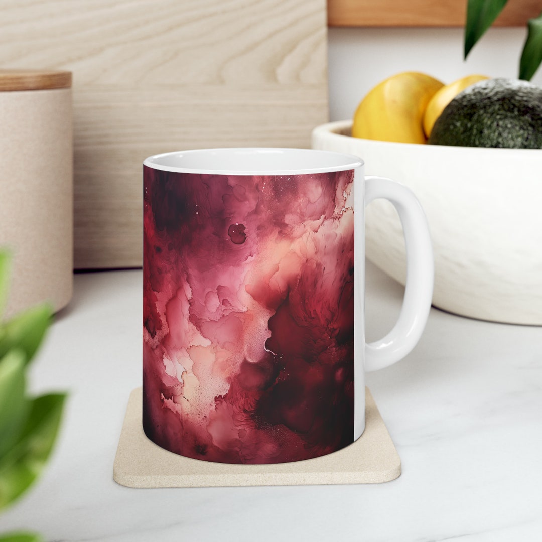 Dark Red Water Color Coffee Mug, Ceramic Cup 11 Oz - Etsy