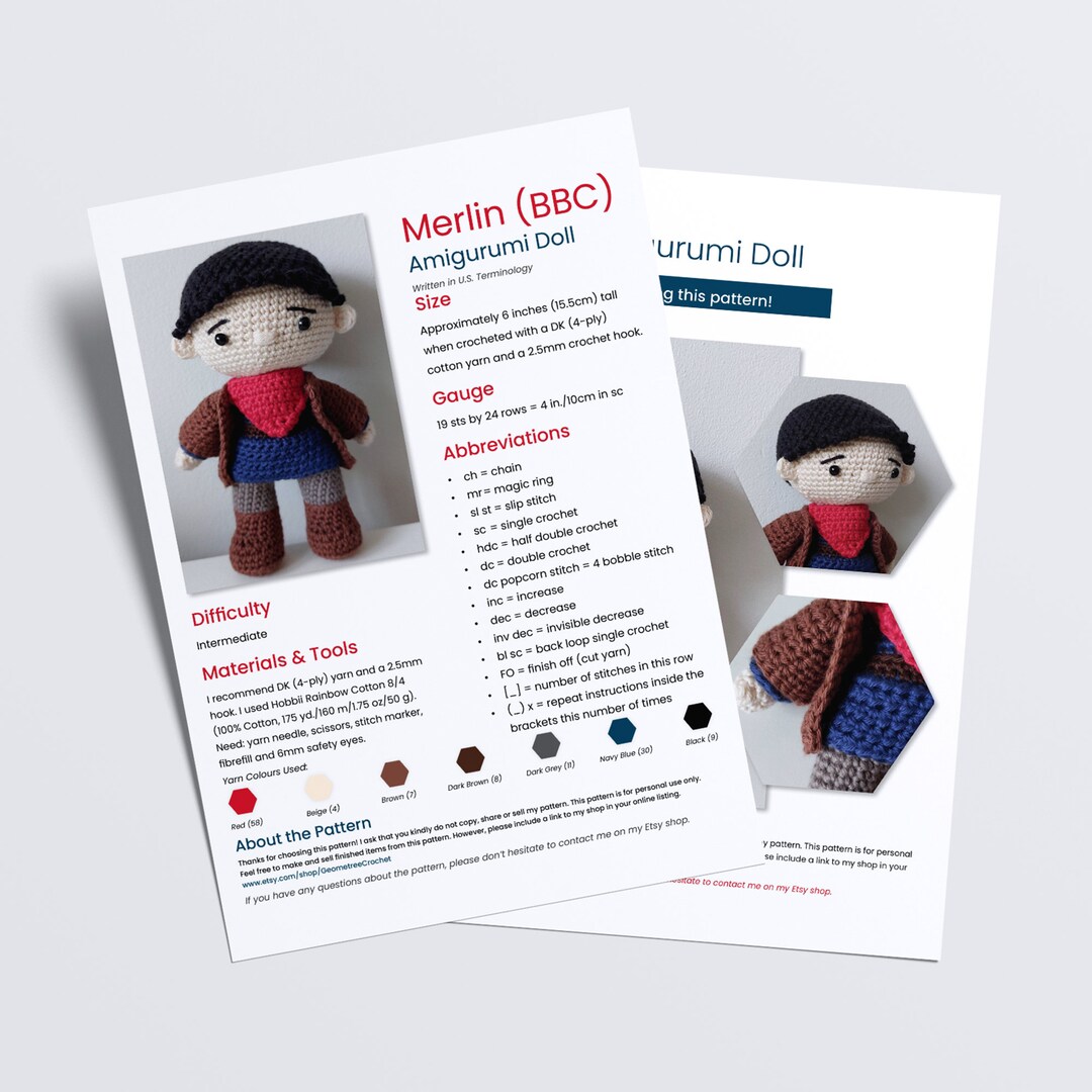 Merlin BBC | Crochet *PATTERN* Download | Amigurumi Doll - Etsy