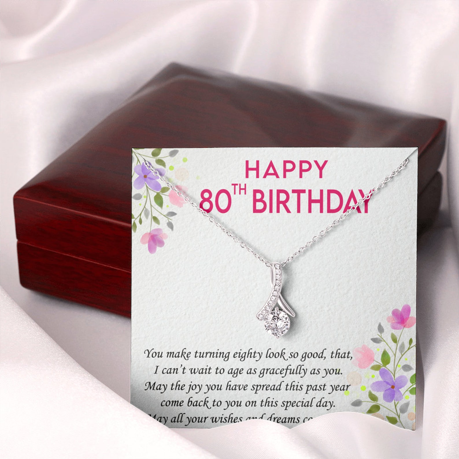 80th Birthday Necklace 80th Birthday Card 80th Birthday Gift | Etsy