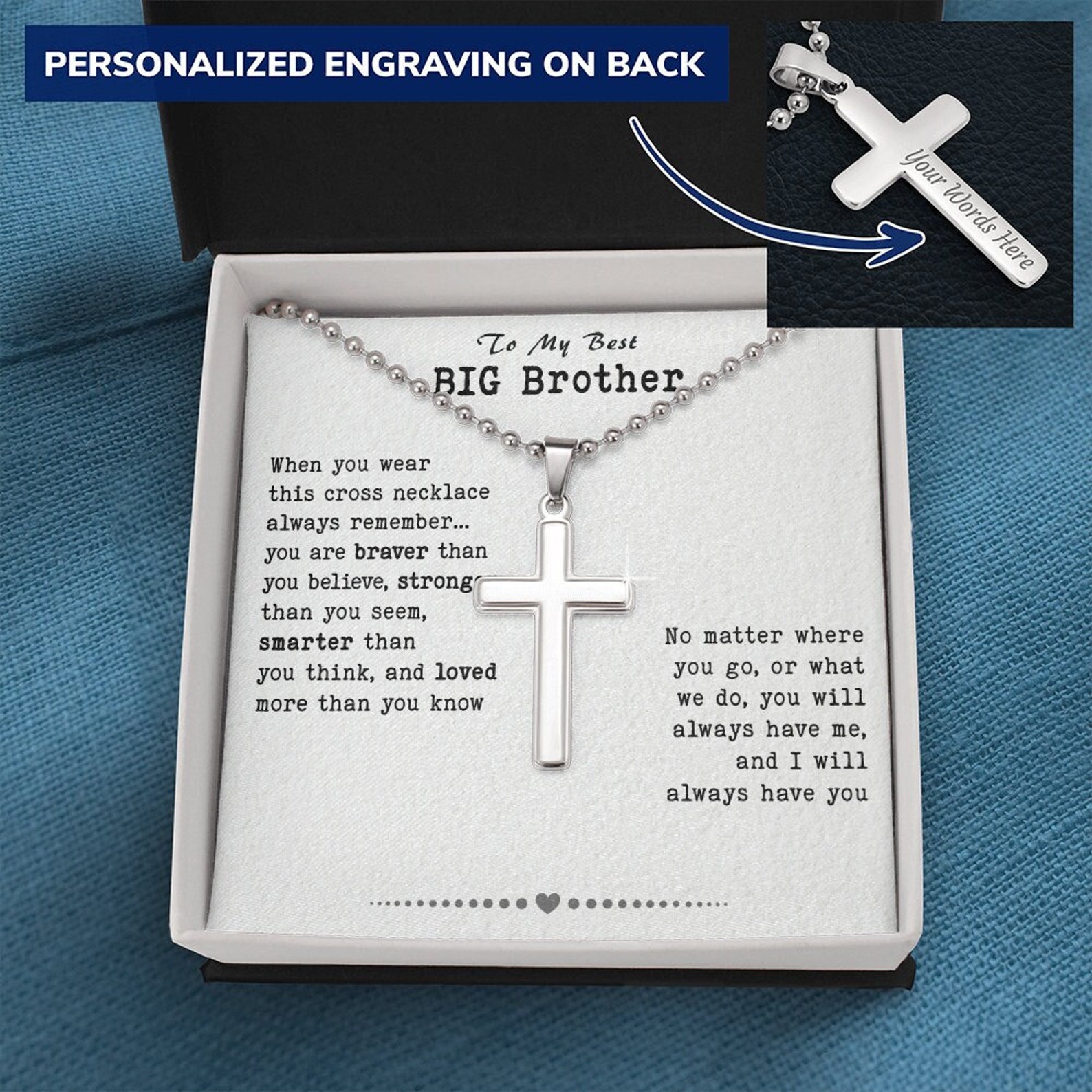Engraved Cross for Big Brother, Brother Gift From Sister, Birthday Gift ...