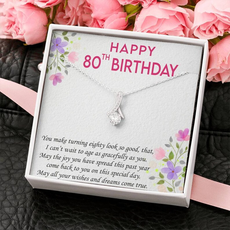 80th Birthday Necklace 80th Birthday Card 80th Birthday Gift | Etsy