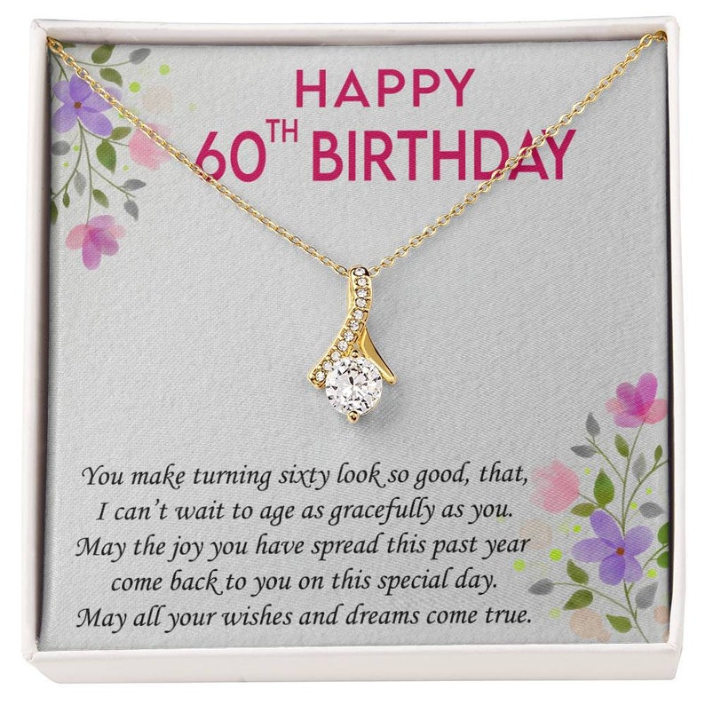 60th Birthday Necklace, 60th Birthday Card, 60th Birthday Gift for Her ...
