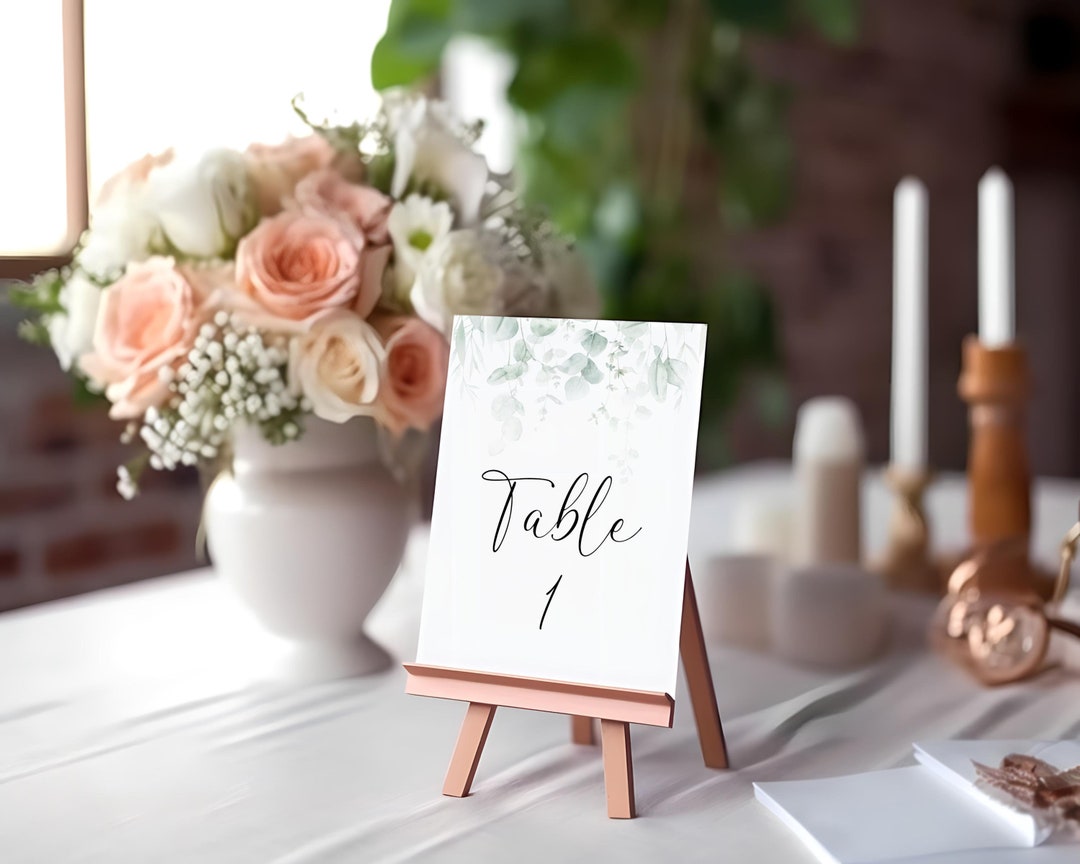 Sage Green Eucalyptus Table Numbers Wedding Template, Eucalyptus ...