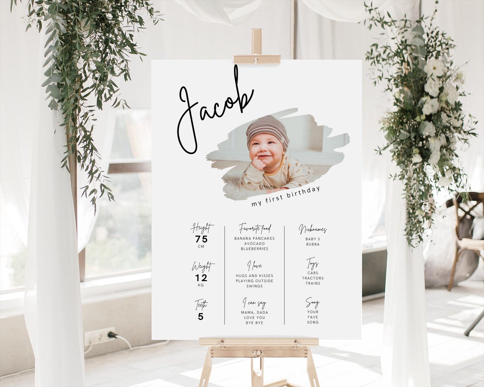 Milestone Birthday Sign, Photo Baby's First Year Poster Template, 1st ...