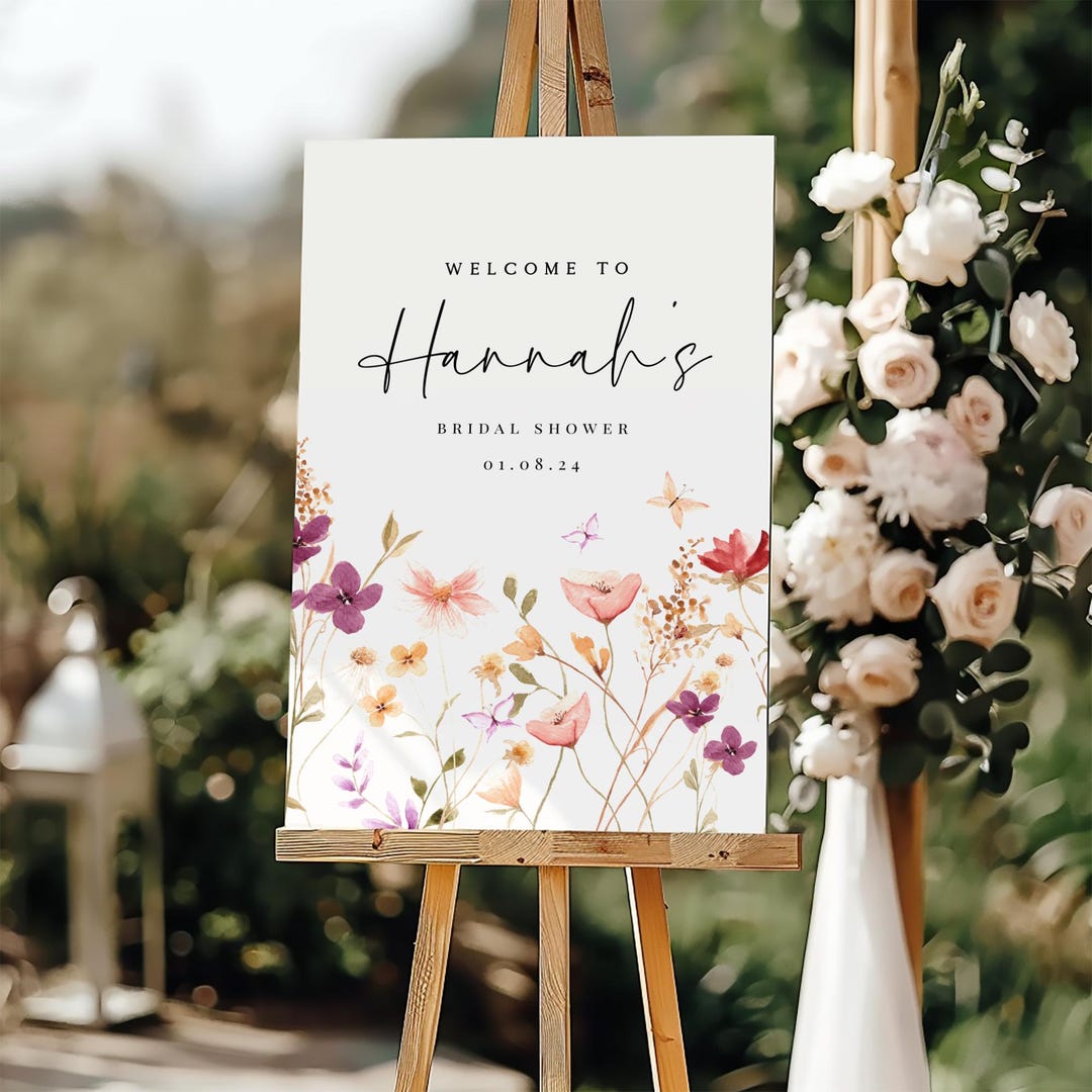 Editable Wildflower Welcome Sign Template, Customisable Printable ...