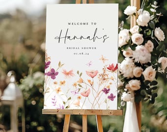 Editable Wildflower Welcome Sign Template, Customisable Printable ...