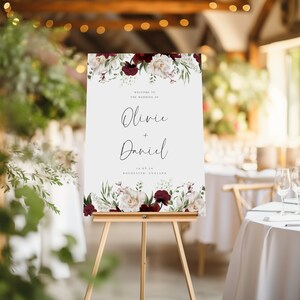 Red Floral Wedding Welcome Sign, Wedding/reception/engagement Sign ...