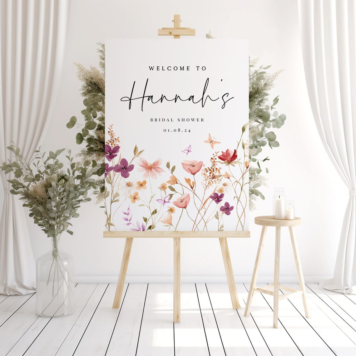 Editable Wildflower Welcome Sign Template, Customisable Printable ...