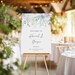 Watercolor Dusky Blue Floral Wedding Welcome Sign, Moonlight Blue ...