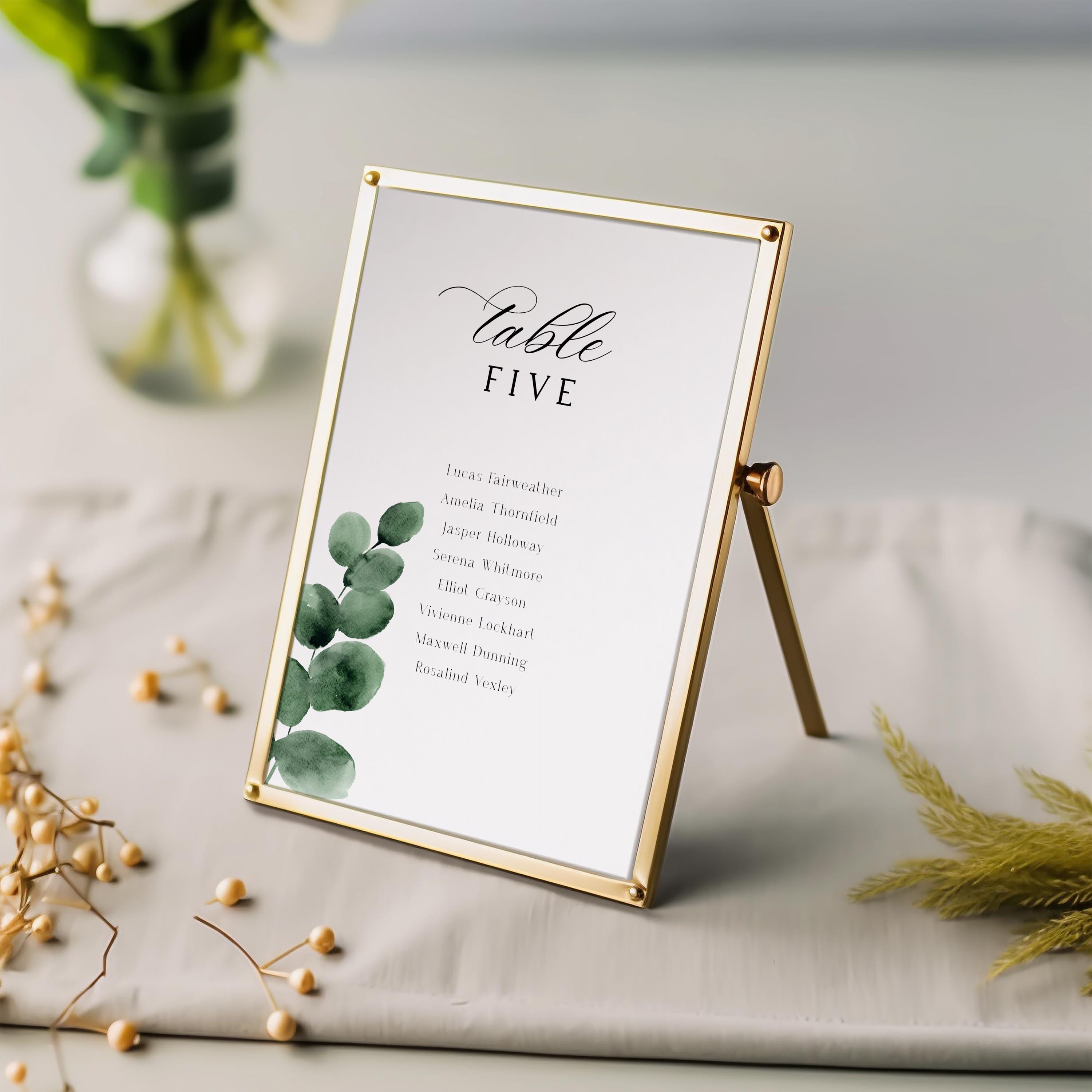 Sage Green Eucalyptus Table Numbers Template, Printable Greenery Gold ...